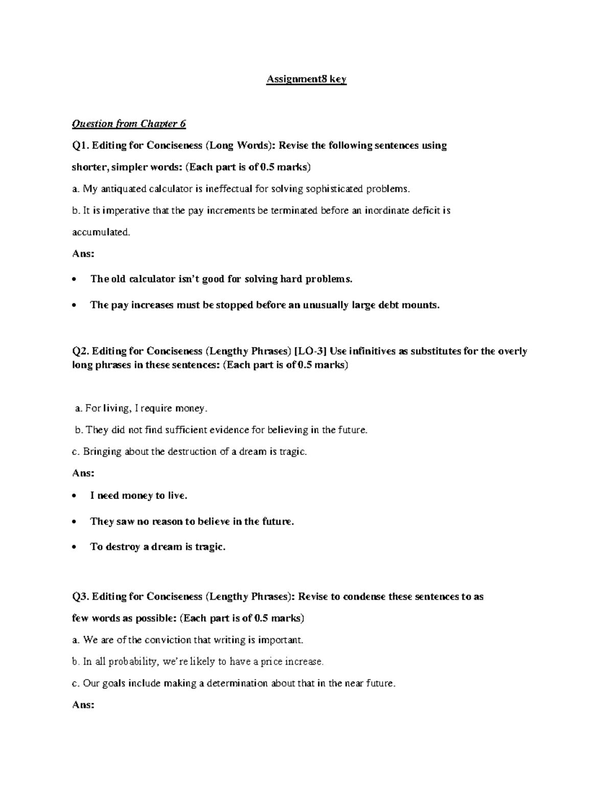 A8- Chp6 key - Business Communication - Assignment8 key Question from ...
