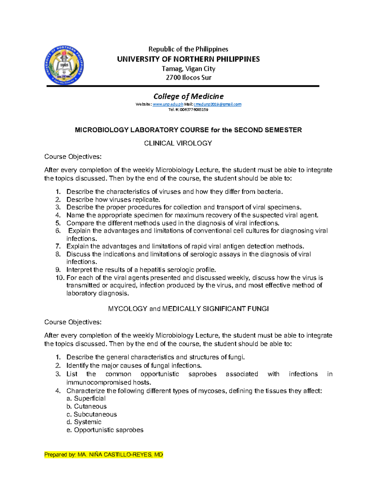 Microbiology learning portfolio - Prepared by: MA. NIÑA CASTILLO-REYES ...