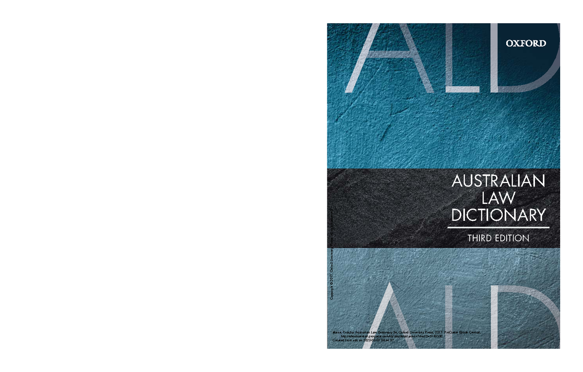 Australian Law Dictionary 3e Intro - AUSTRALIAN LAW DICTIONARY THIRD ...