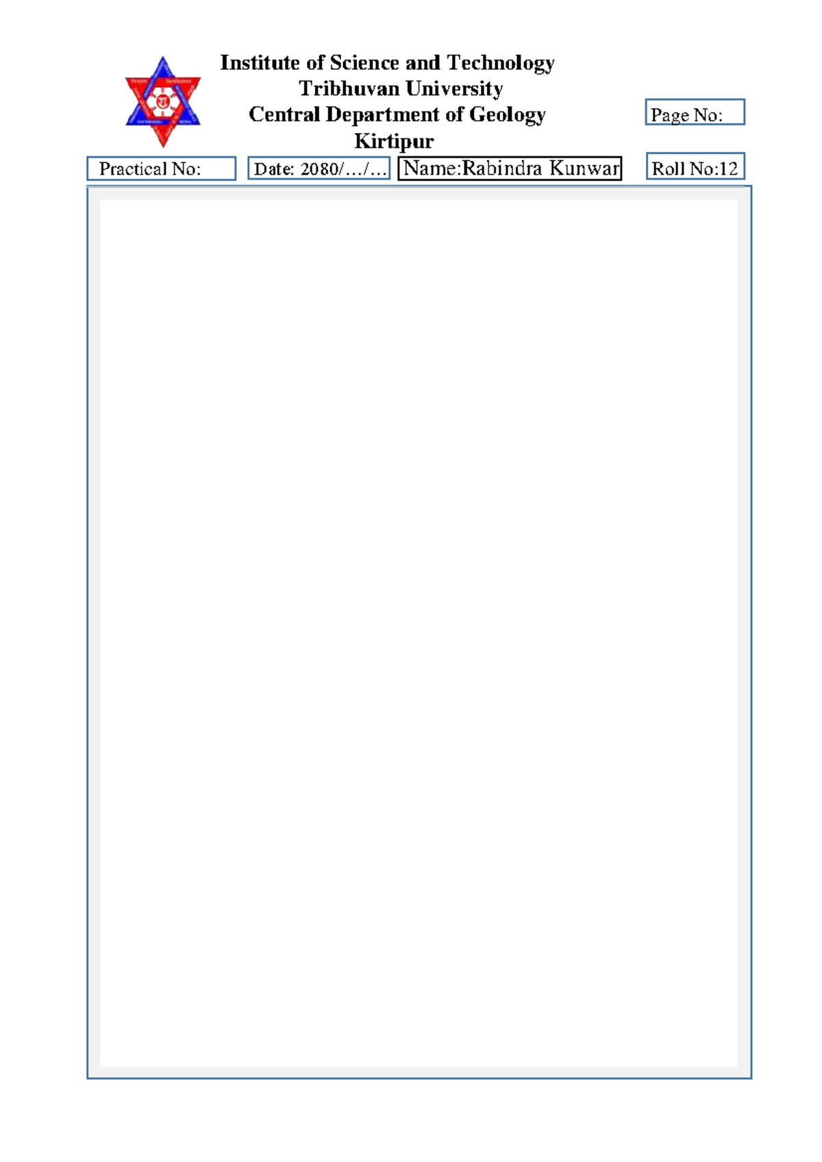 Practical Records Format - Tribhuvan University Central Department of ...