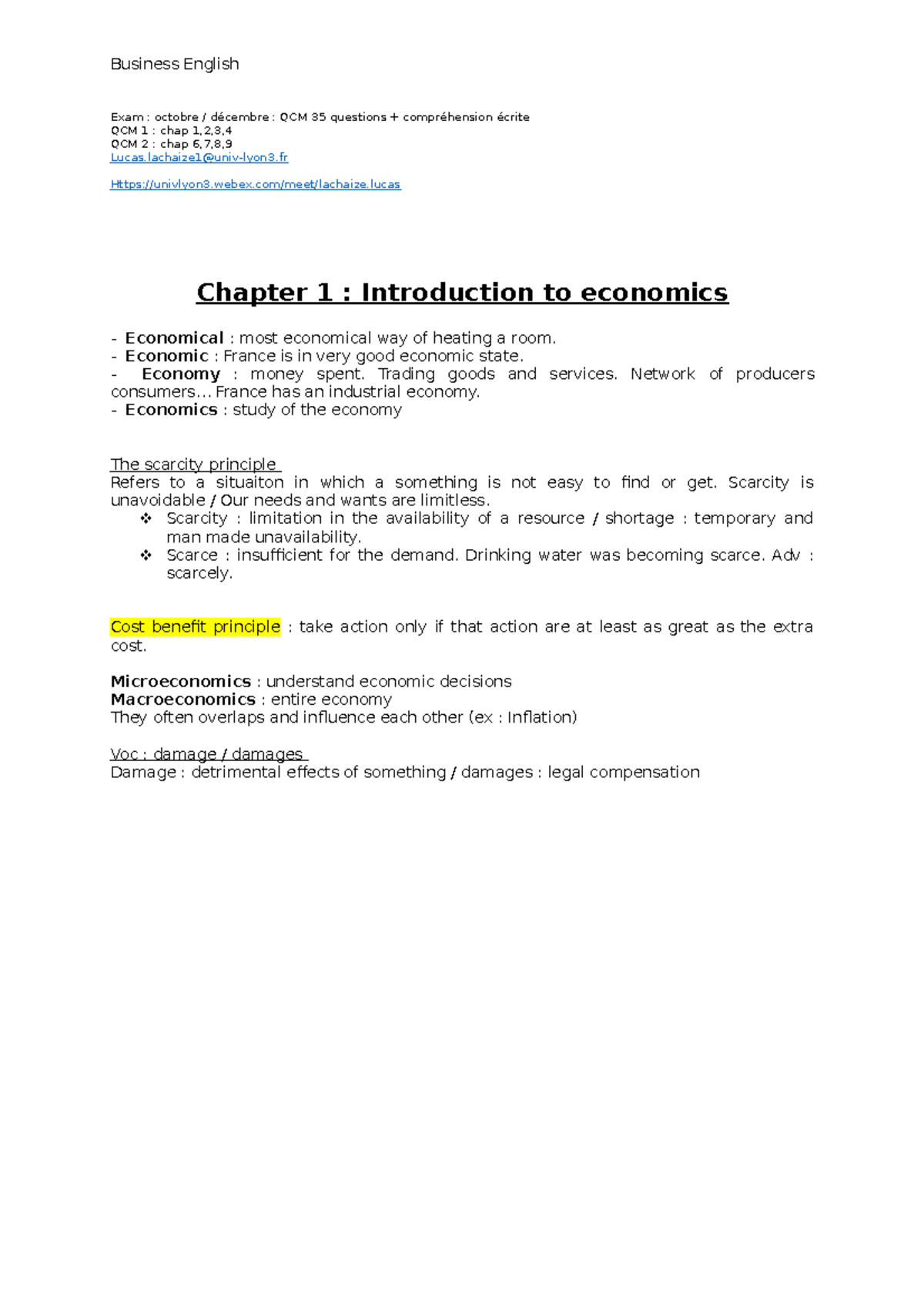 Cours business English - Exam : octobre / décembre : QCM 35 questions ...