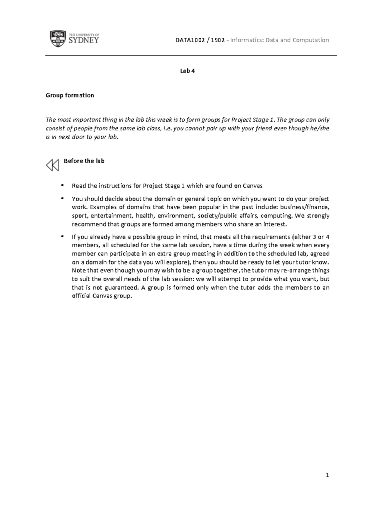 Data1002-lab4 - Lab 4 - Lab 4 Group formation The most important thing in the lab this week is ...