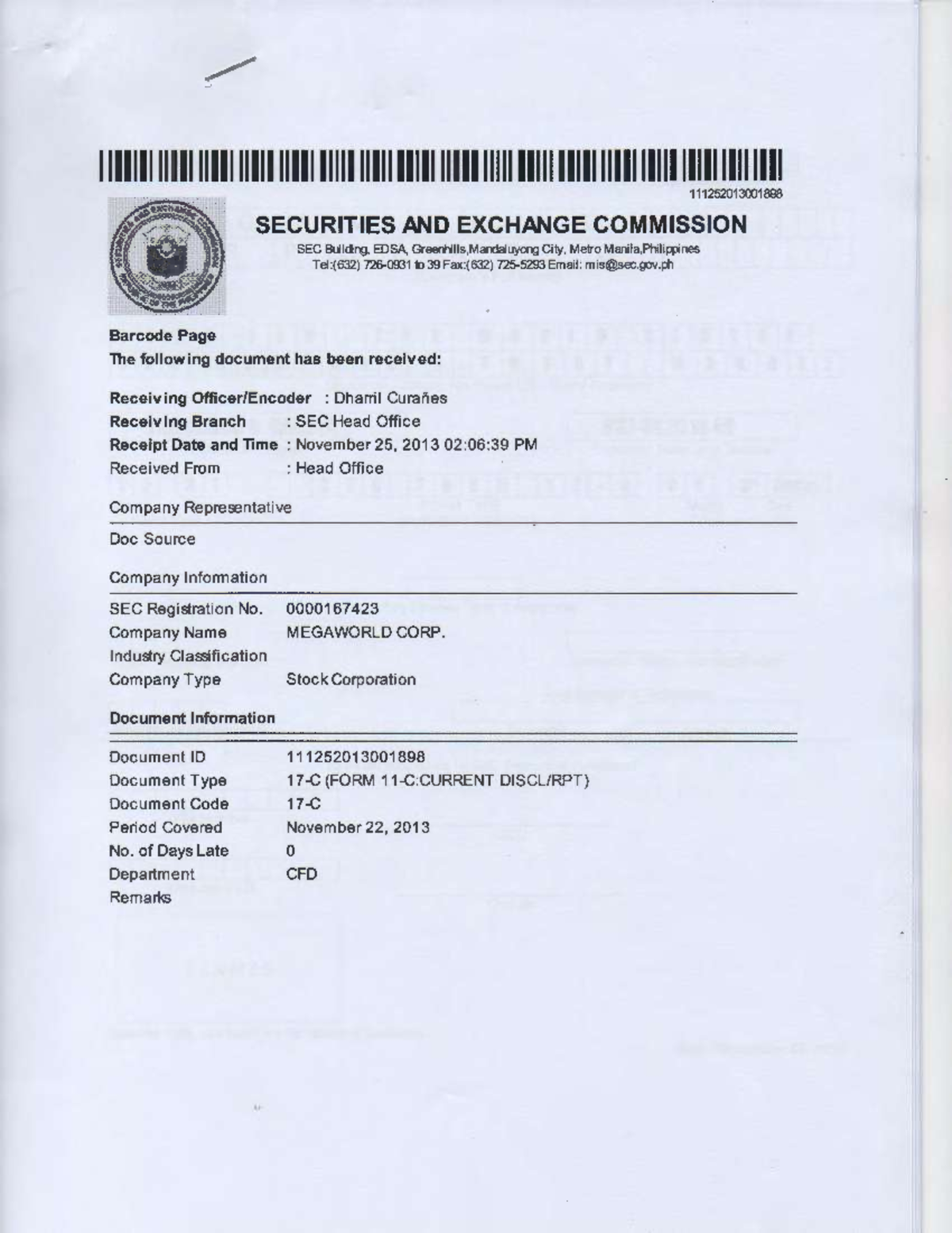 47 - corporate law - 111252013001898 SECURITIES AND EXCHANGE COMMISSION ...