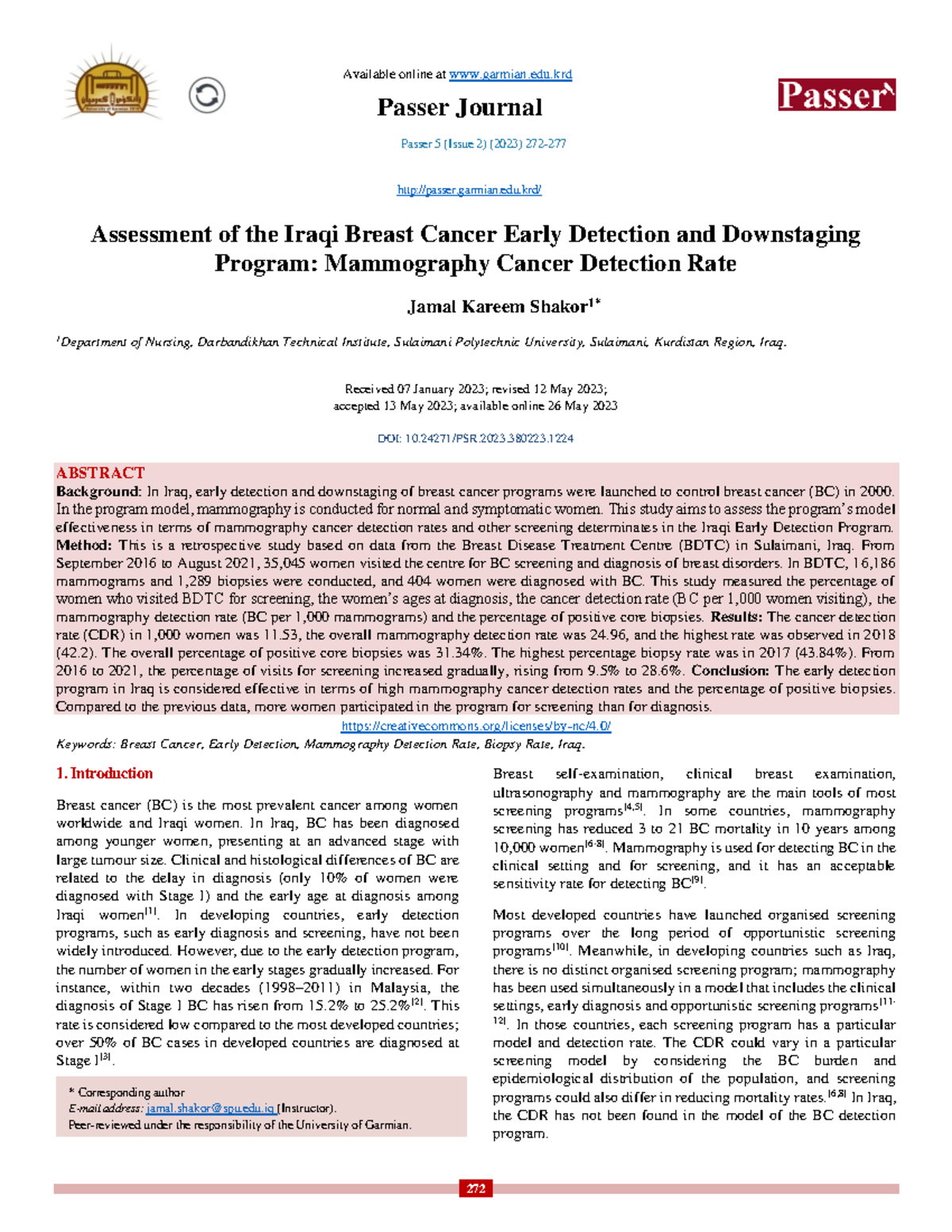 PSR Volume 5 Issue 2 Pages 272-277 - Available online at garmian.edu ...