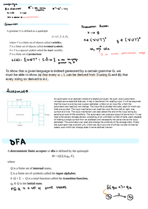 Exam Cheat Sheet - formulas for automata and complexity - Studeersnel