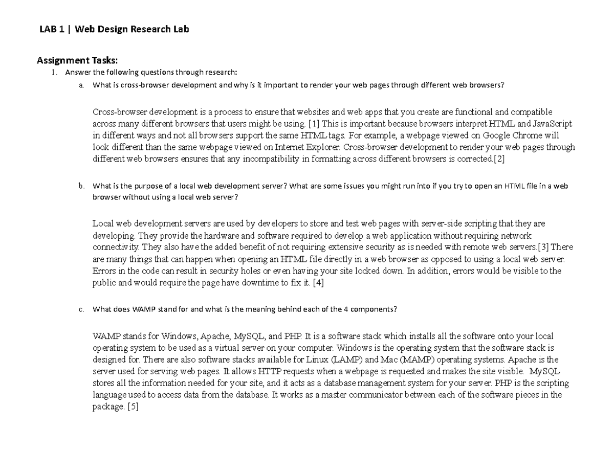Lab 1 - lab 1 instructions - LAB 1 | Web Design Research Lab Assignment ...