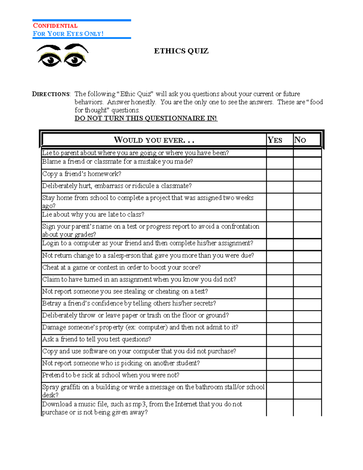 K. Ethics v2 - Comprehensive notes - ETHICS QUIZ DIRECTIONS: The ...