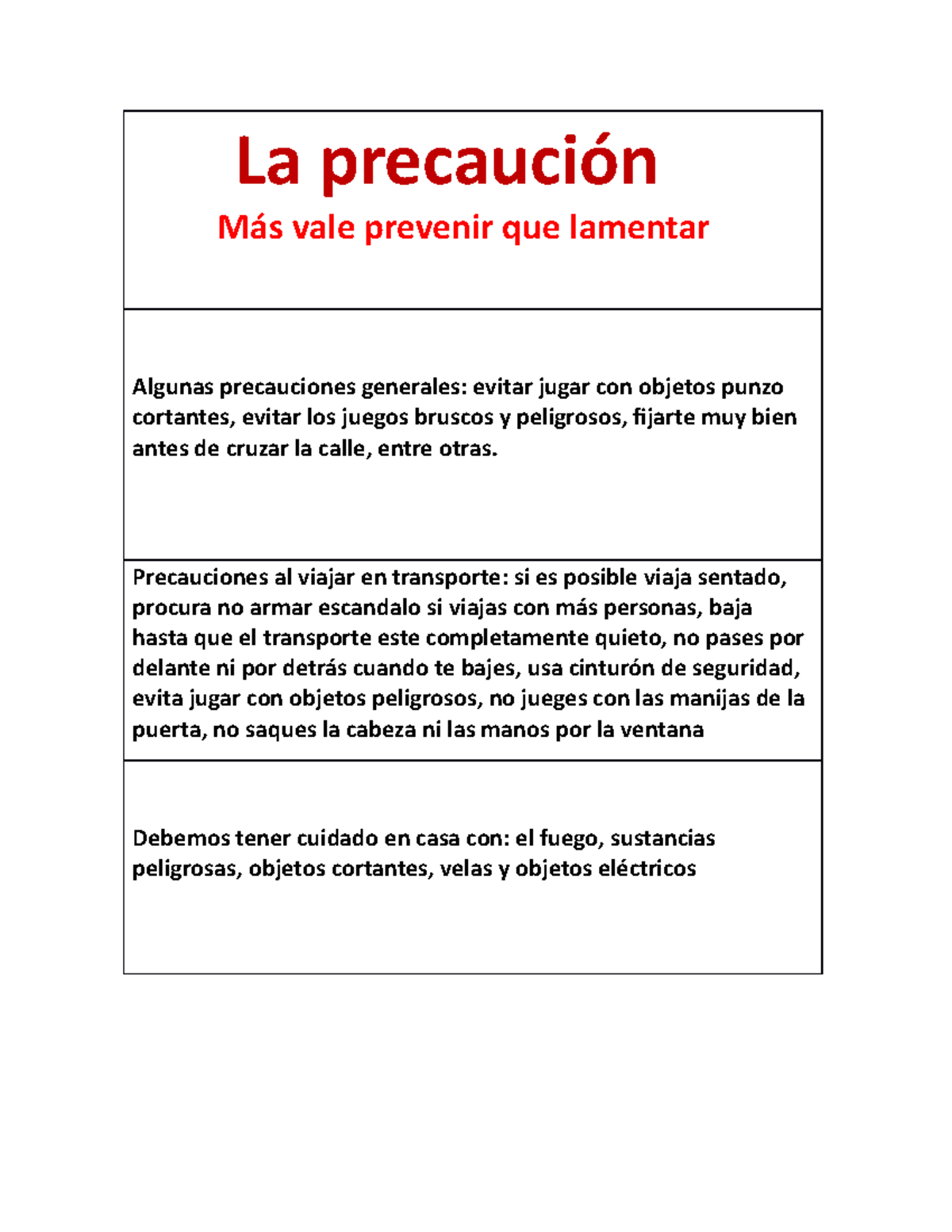 La precaución - precauciones que se deberían tomar - La precaución Más ...