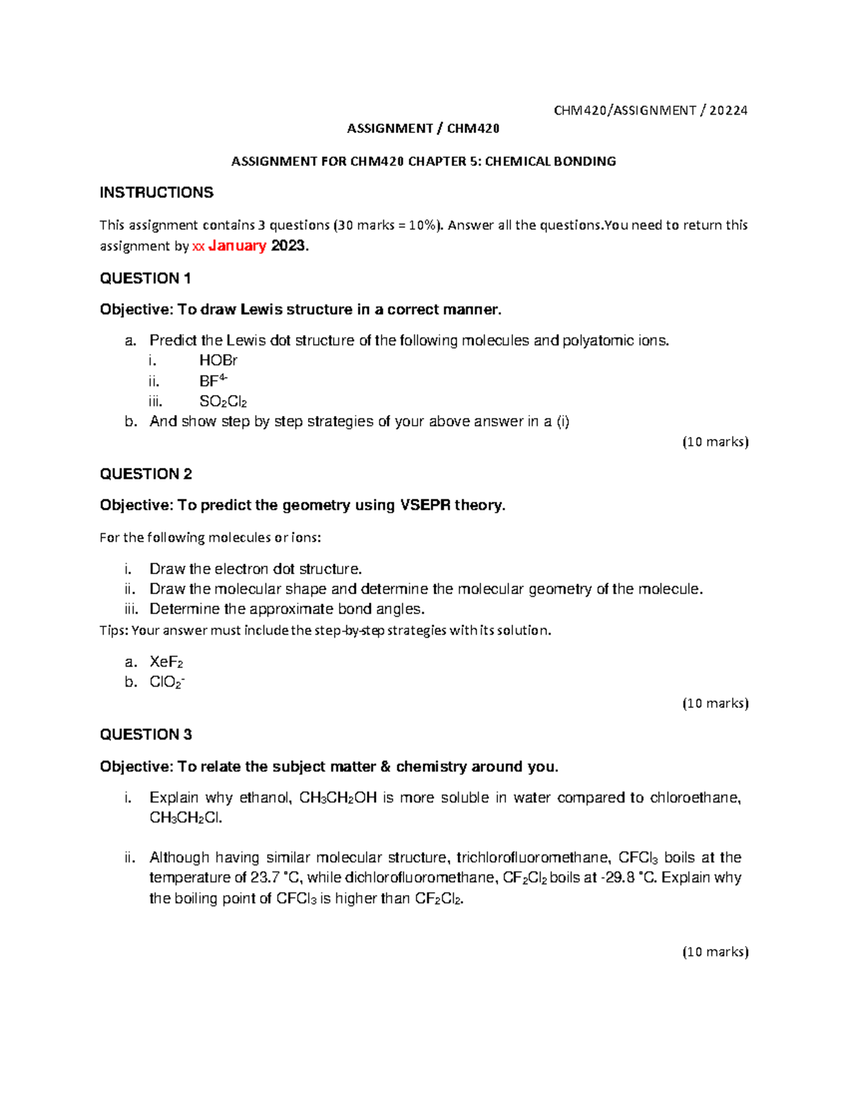 Assignment chemist 420-2-4 - CHM420/ASSIGNMENT / 20224 ASSIGNMENT / CHM ...