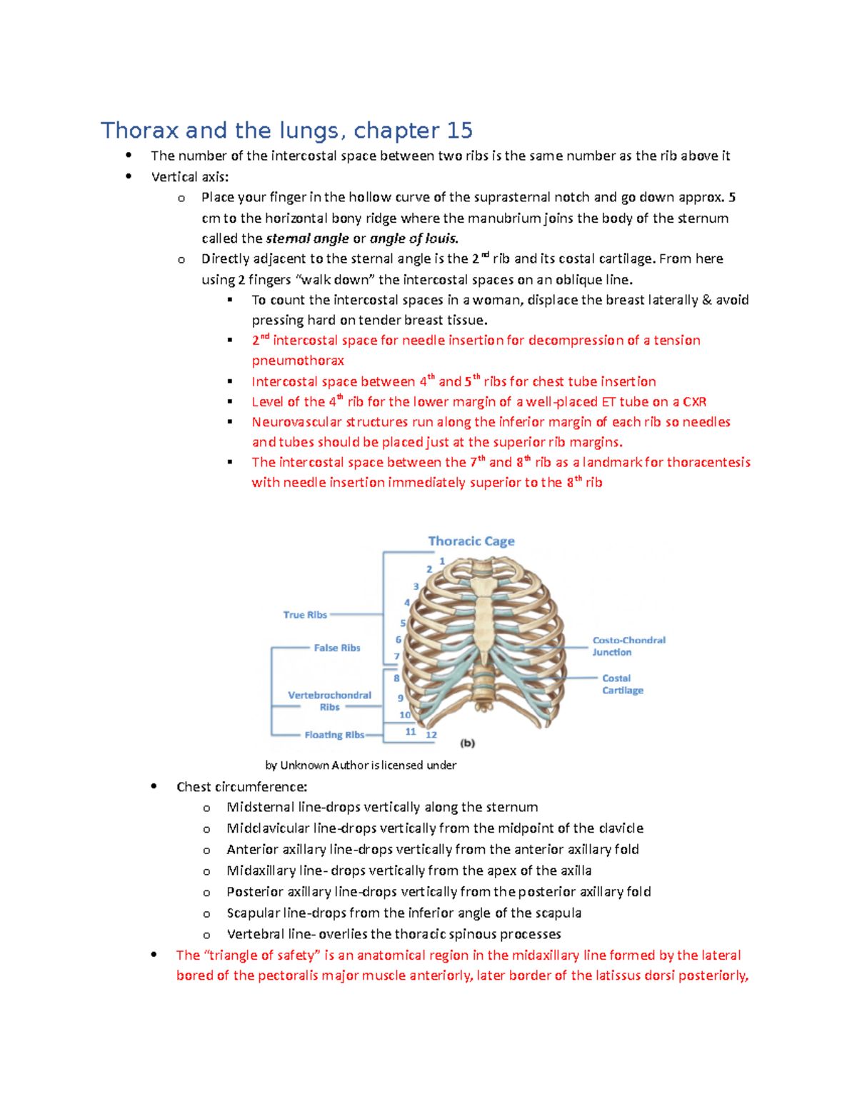 LUNG AND Thorax Notes CH 15 Bates guide to physical exam - Thorax and ...