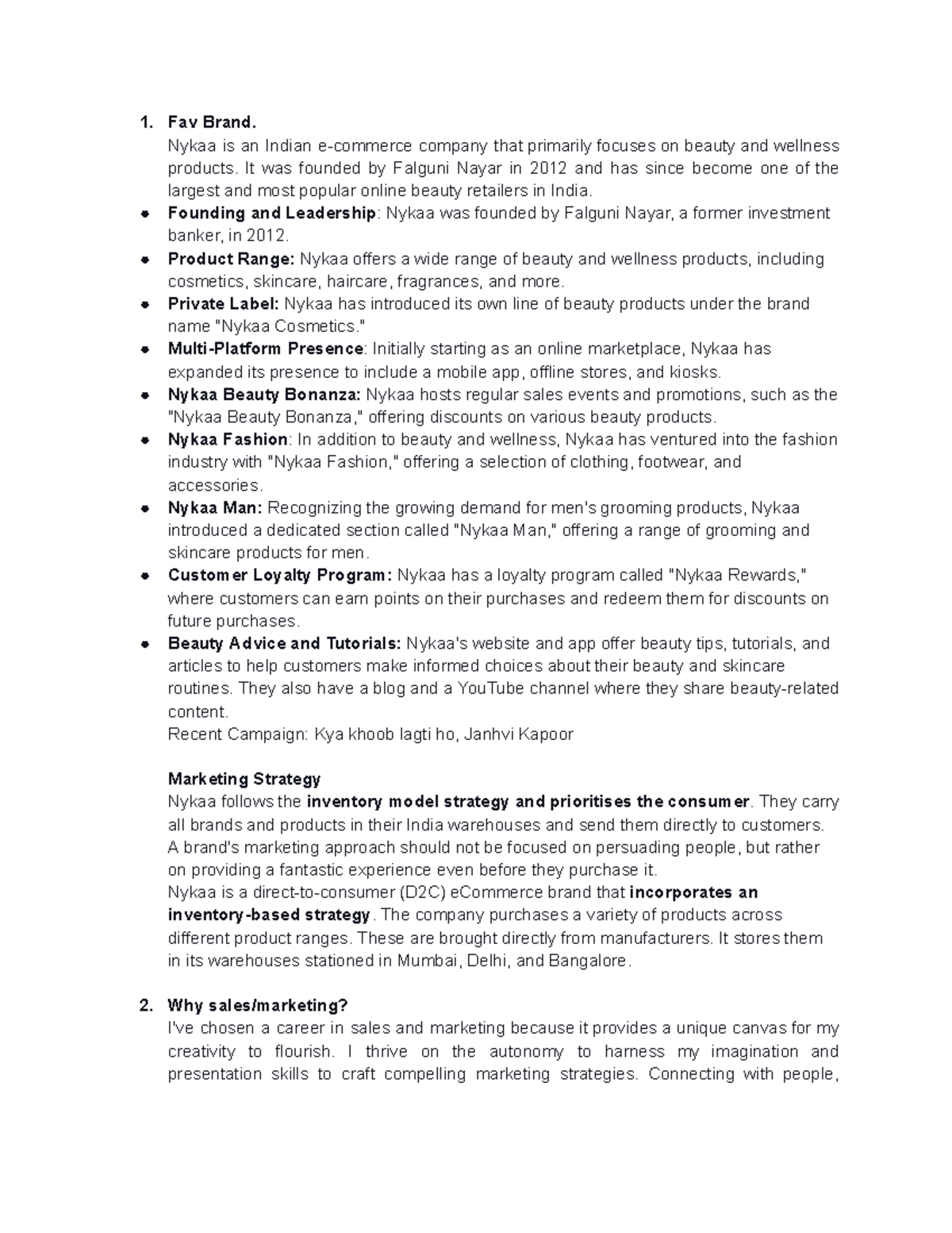 Sales & Marketing - nf b kfa - Fav Brand. Nykaa is an Indian e-commerce ...