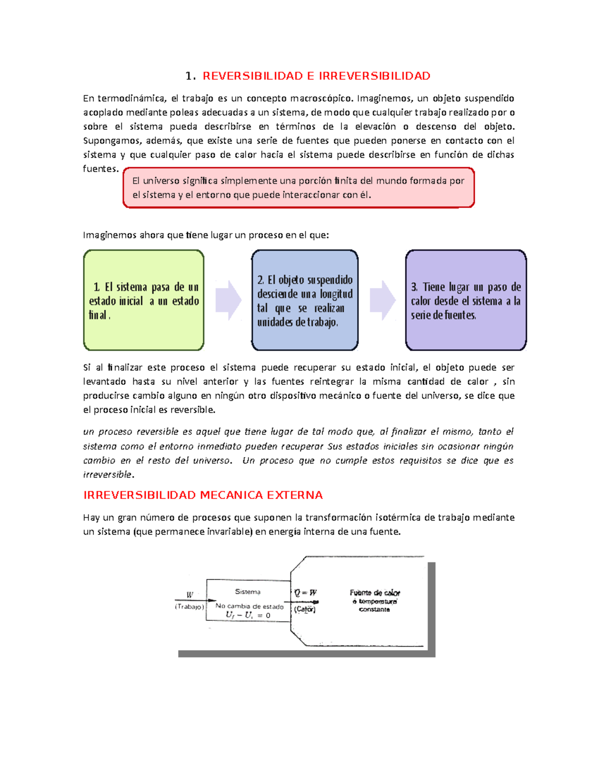 Irreversible - Apuntes Proceso irrebersible - 1. REVERSIBILIDAD E ...