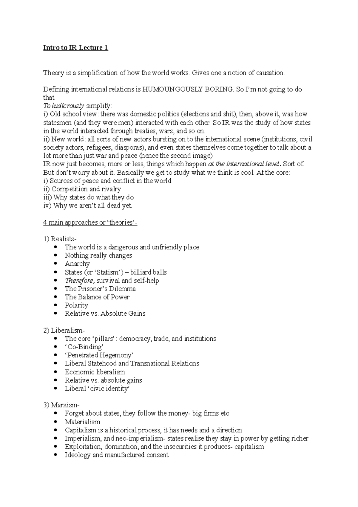 Lecture 1 - Intro to IR Lecture 1 Theory is a simplification of how the ...
