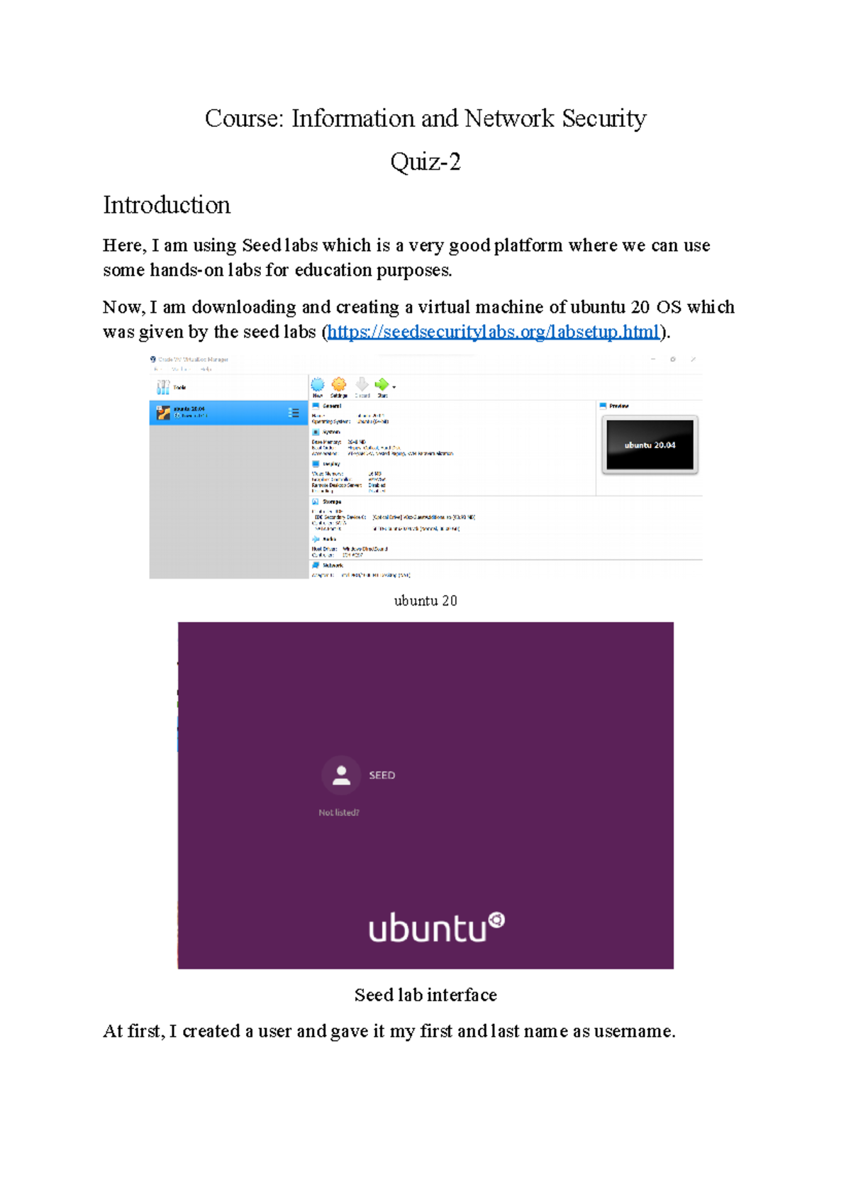 Assignment 2 - This is the documents - Course: Information and Network Security Quiz ...