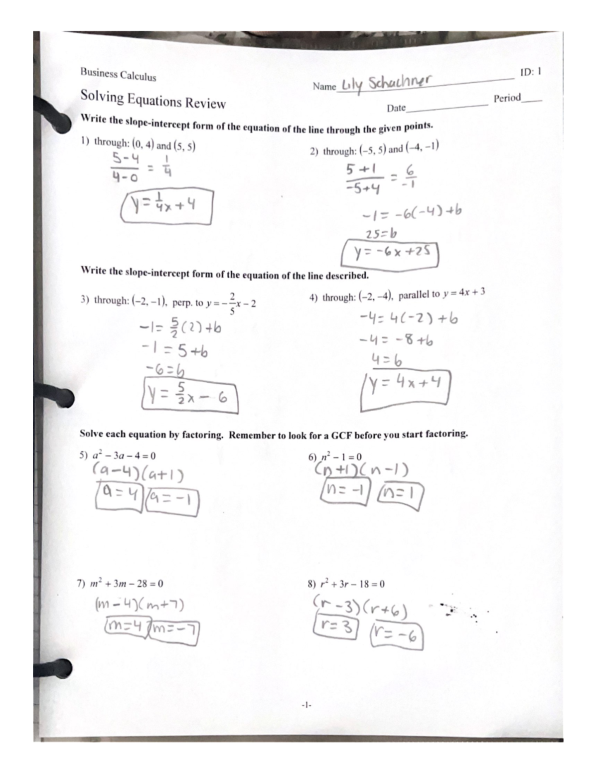 Solving Equations Review - MAT 124M - Studocu