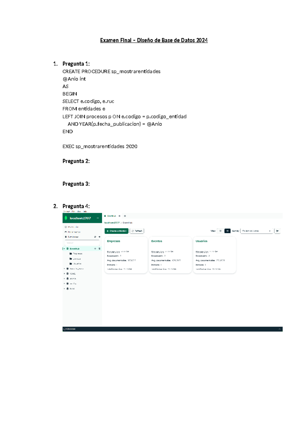 Upc pre 202401 si400 examen final u202221405 - Examen Final – Diseño de Base de Datos 2024 ...