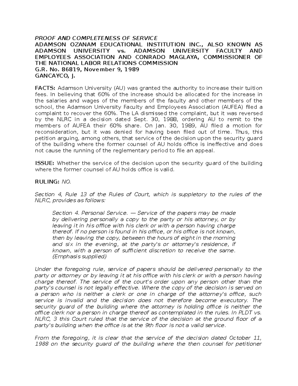 Adamson Ozanam Educational Institution, Inc. vs. Adamson University ...