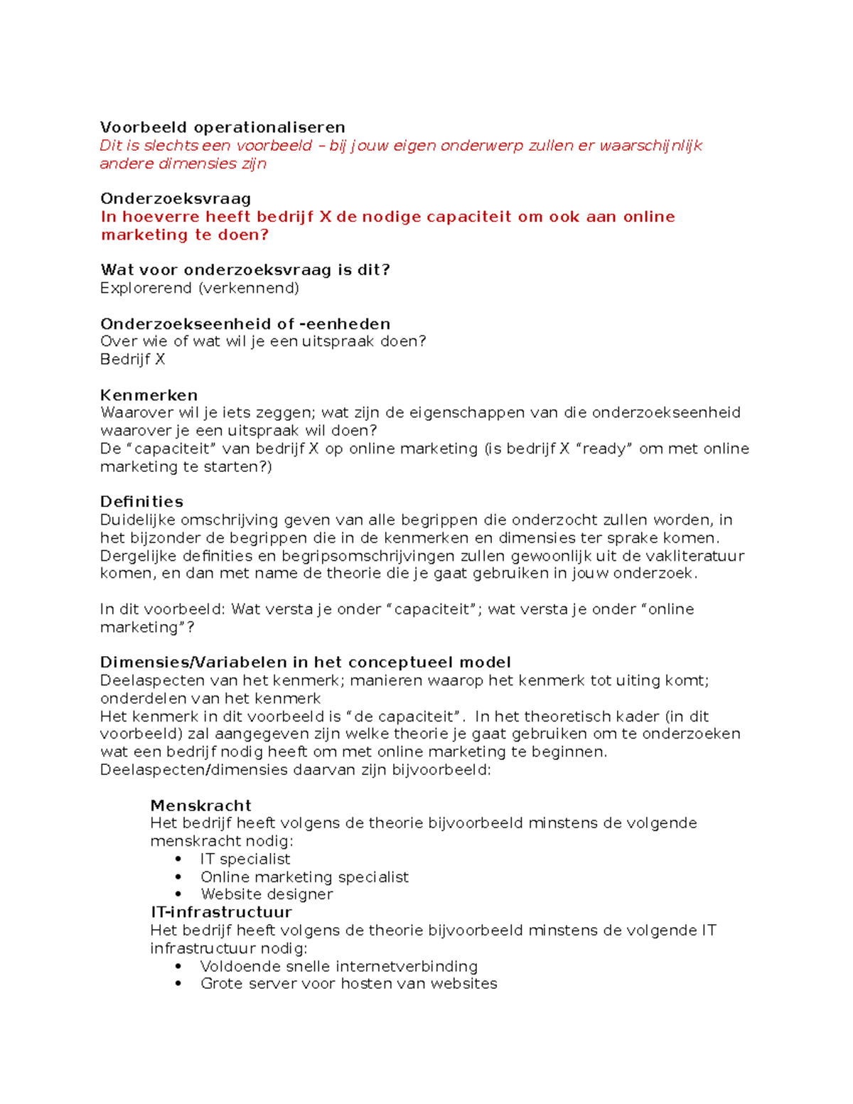 Voorbeeld van operationaliseren - Voorbeeld operationaliseren Dit is ...