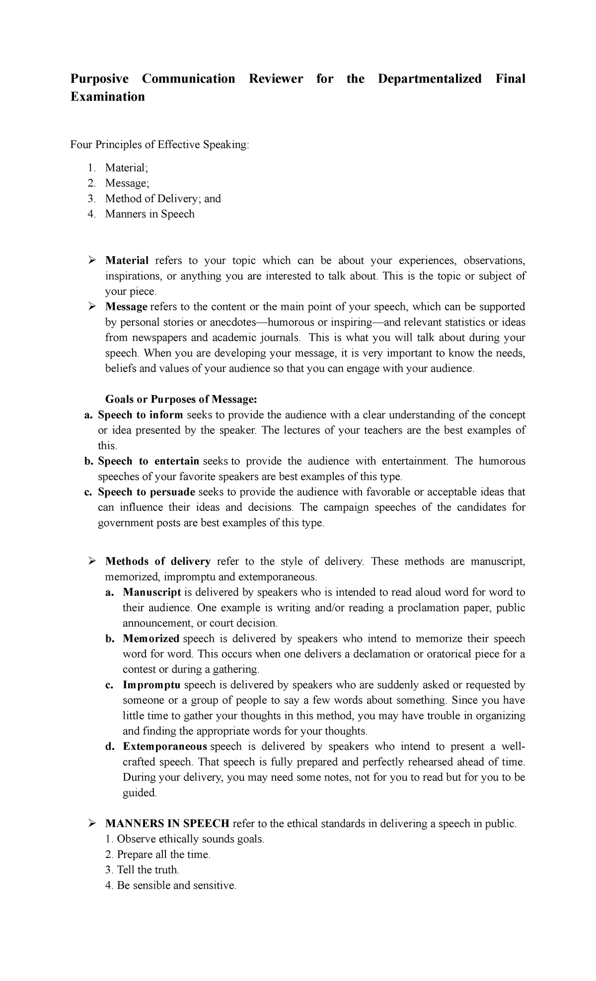 Purposive communication reviewer - PangSU - Studocu