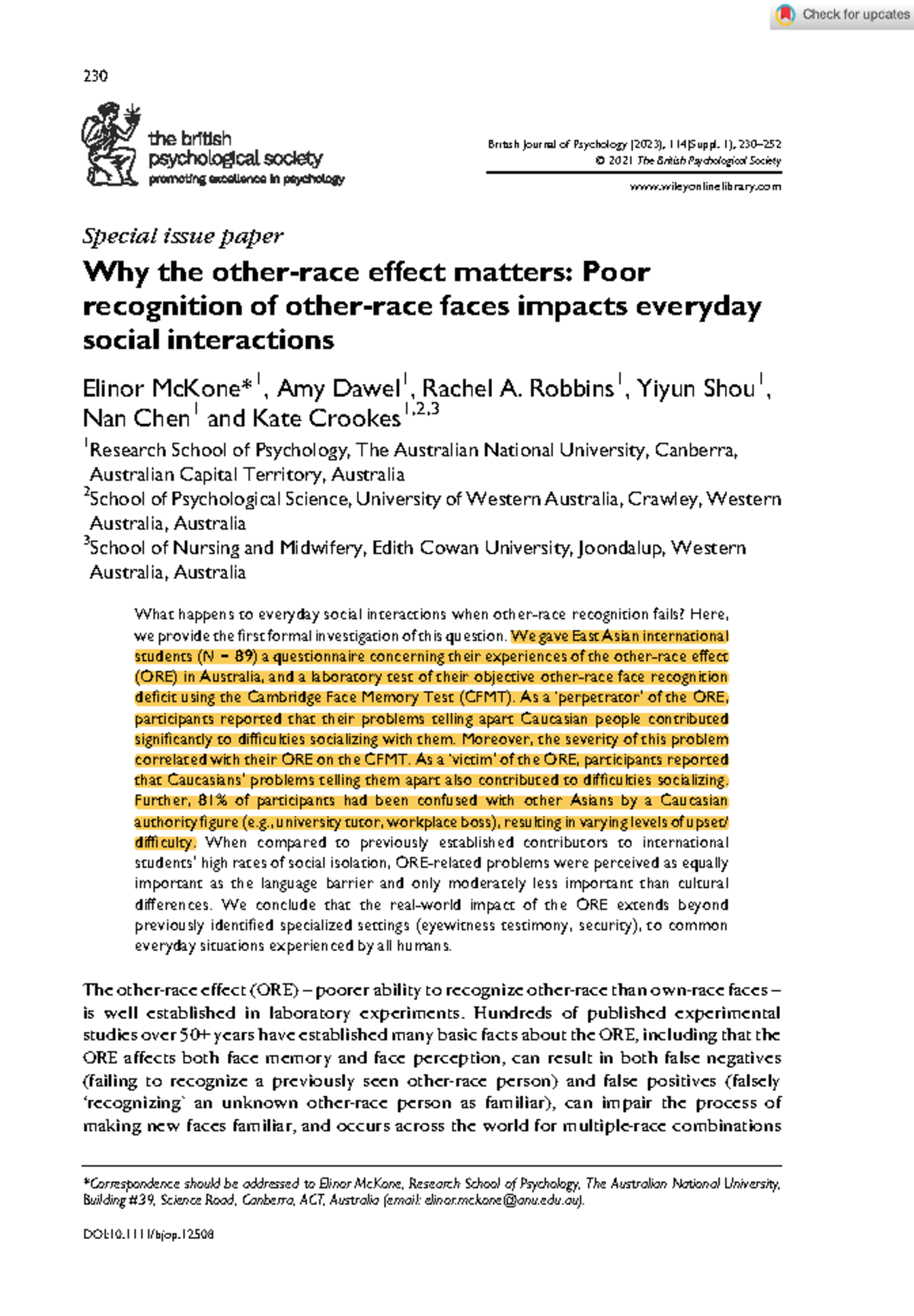 British J of Psychology - 2021 - Mc Kone - Why the other%E2%80%90race ...