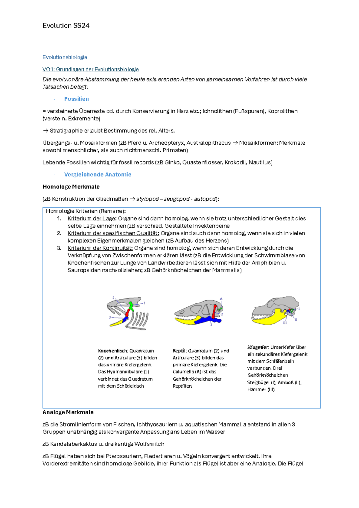 PDF Evolutionsbiologie - Evolutionsbiologie VO1: Grundlagen der ...