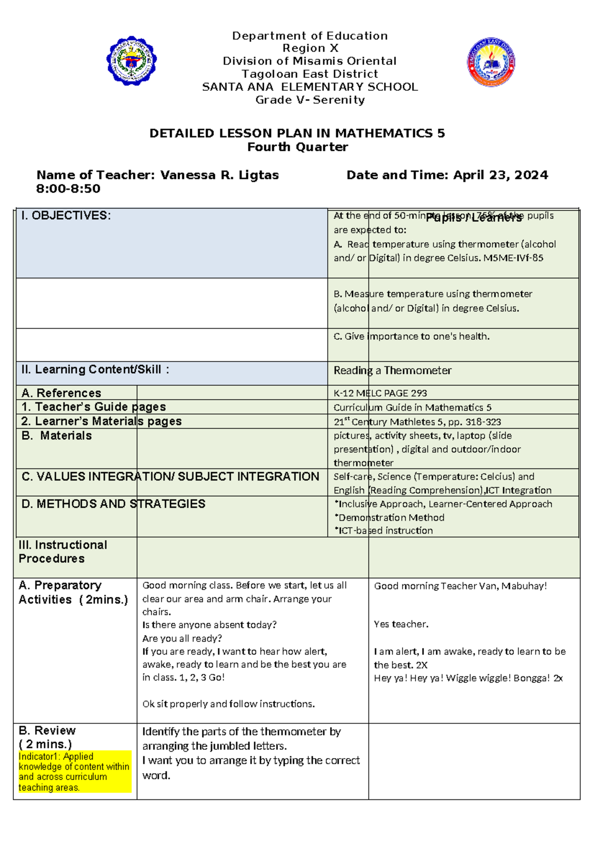 LP 4th quarter - lesson plan - DETAILED LESSON PLAN IN MATHEMATICS 5 ...