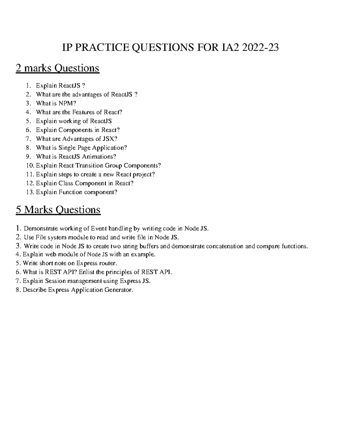 IP Question BANK OF IA2 2022 - IP PRACTICE QUESTIONS FOR IA2 2022- 2 ...