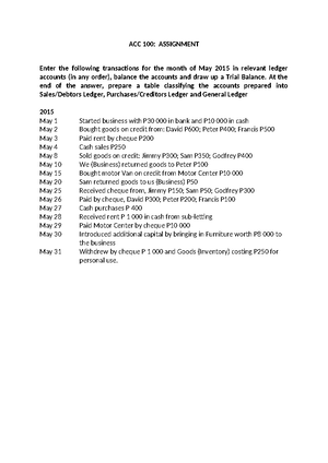 ACC 100 Topics 1 2 Reading Materials AND Exercises - ACC 100 ...