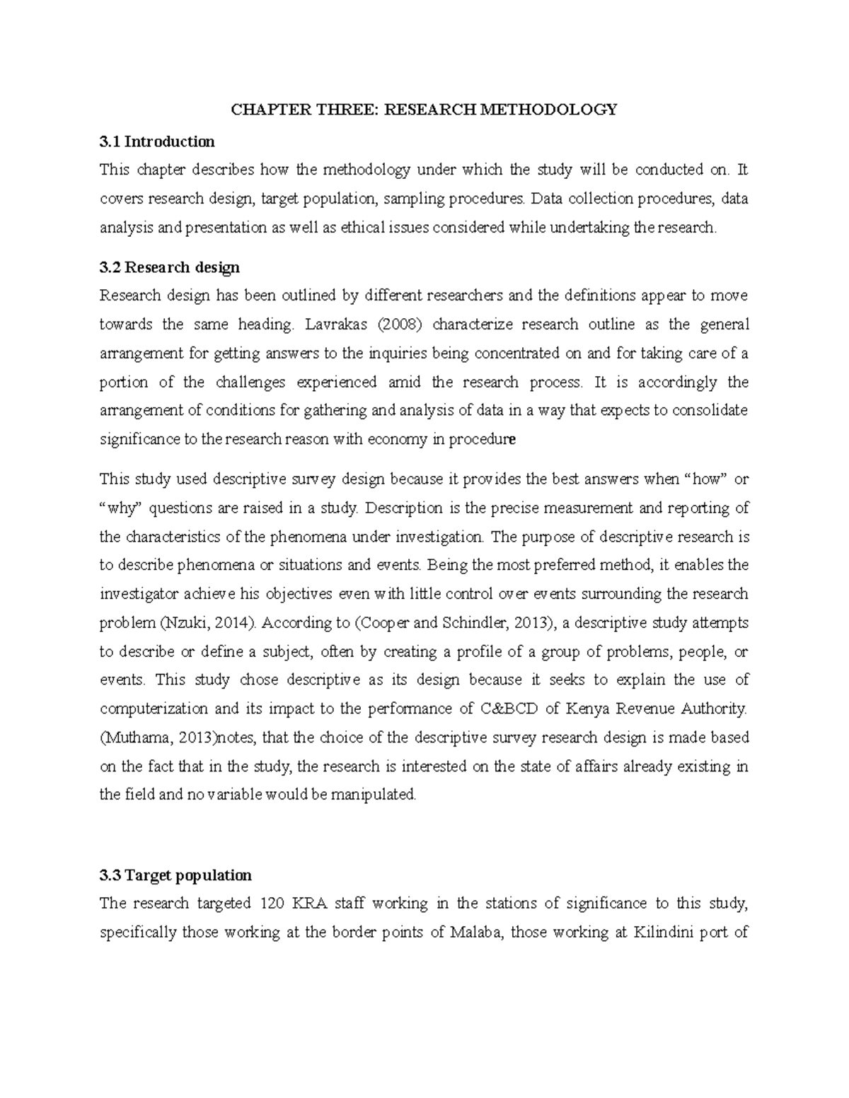 Chapter Three - CLass work - CHAPTER THREE: RESEARCH METHODOLOGY 3 ...