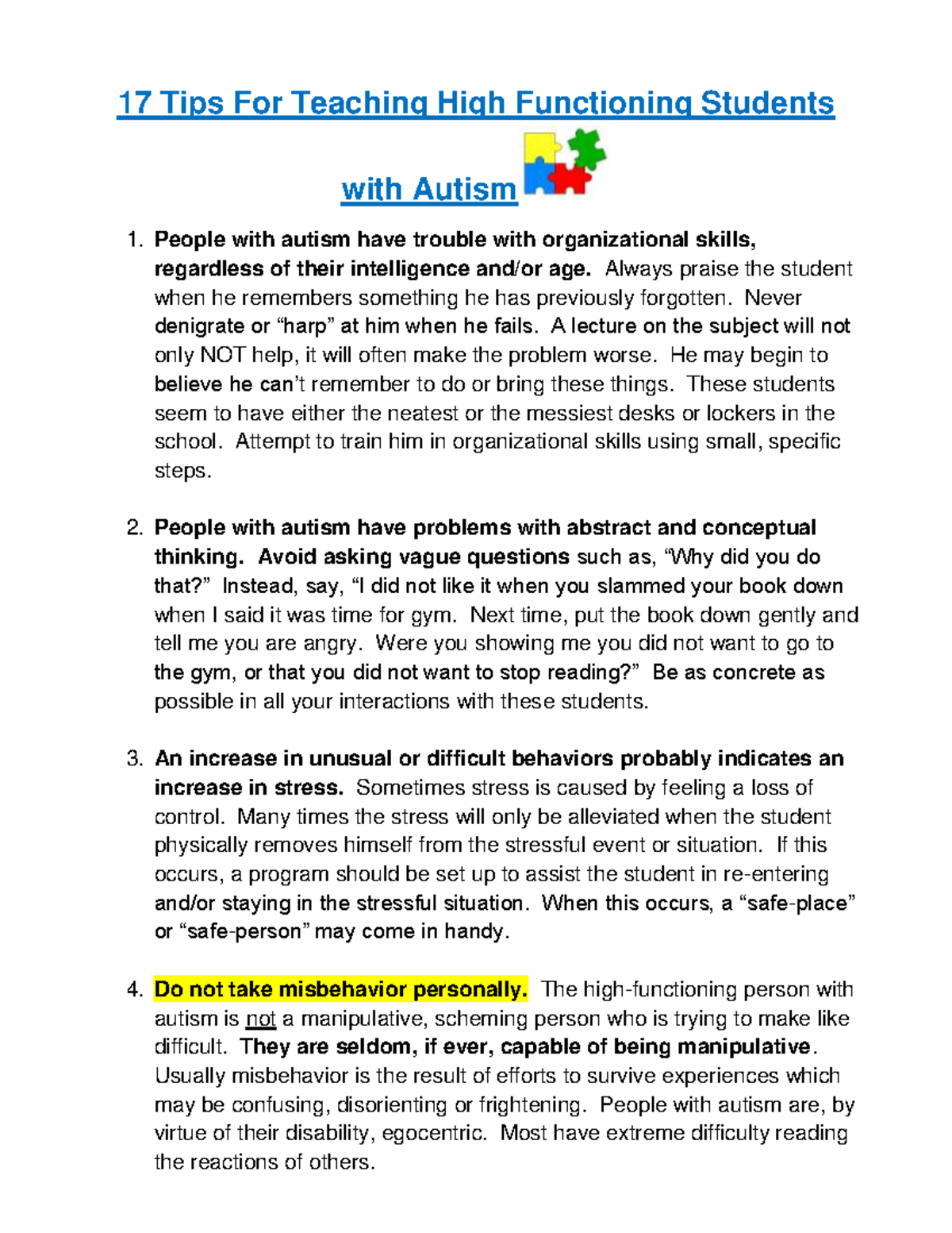 17 Tips For Teaching High Functioning People with Autism - 17 Tips For ...