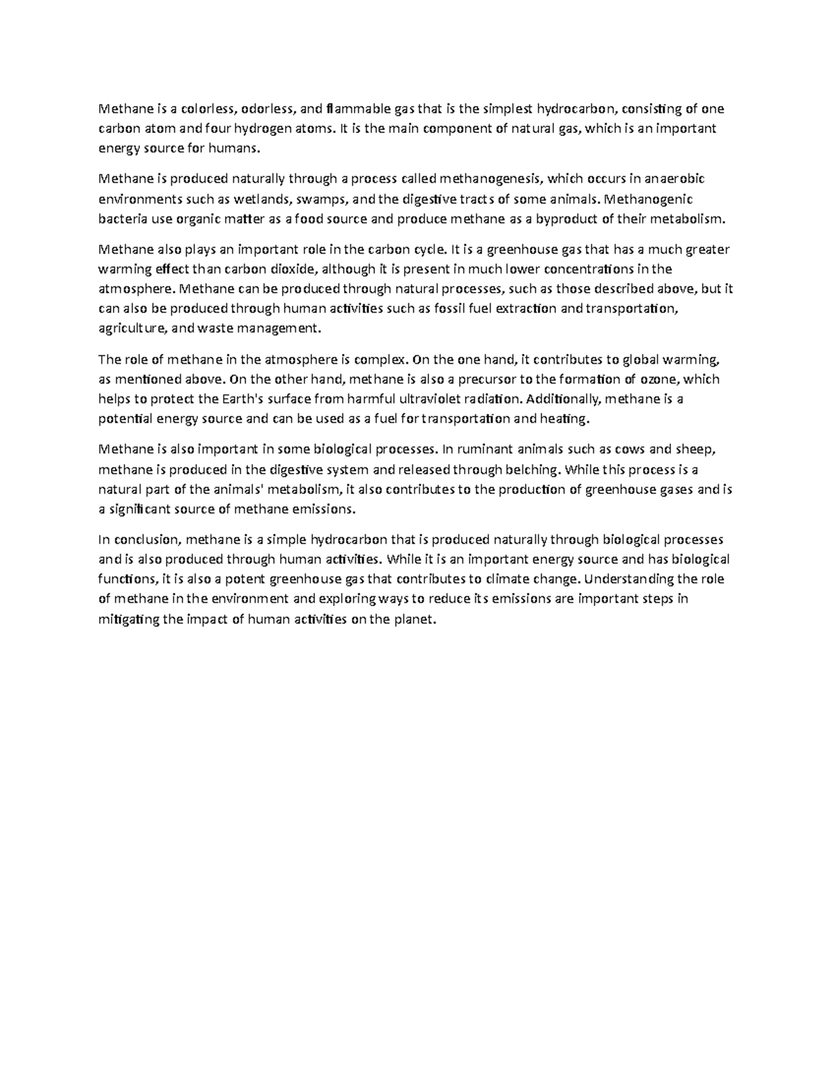 Bio Notes - Methane - Methane is a colorless, odorless, and flammable ...