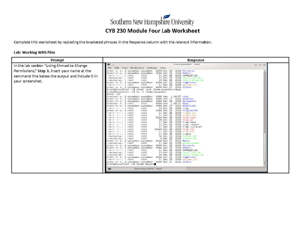 CYB 230 Module Four Lab Zemas Howard - CYB 230 Module Four Lab ...