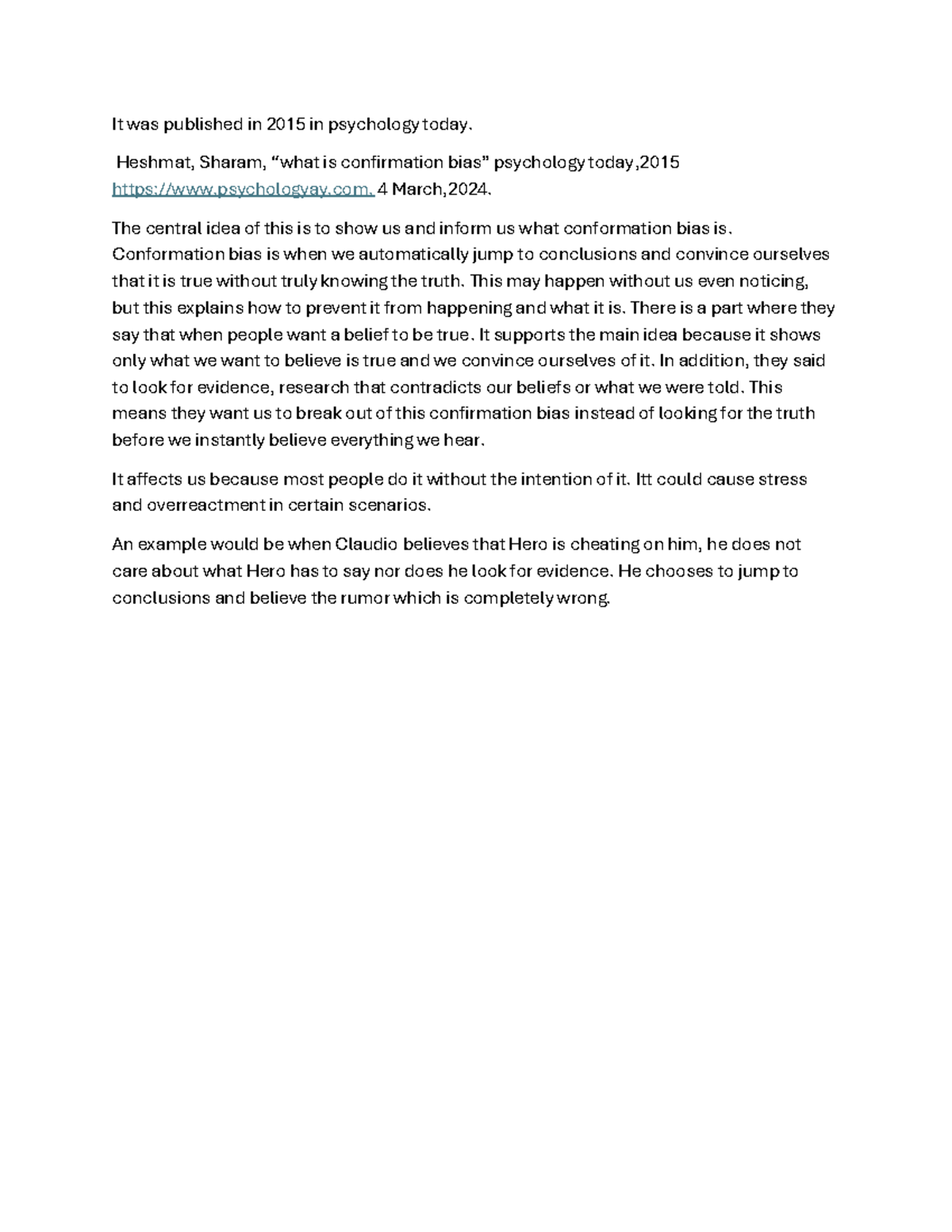 Nonfiction Analysis P 4 - It was published in 2015 in psychology today ...