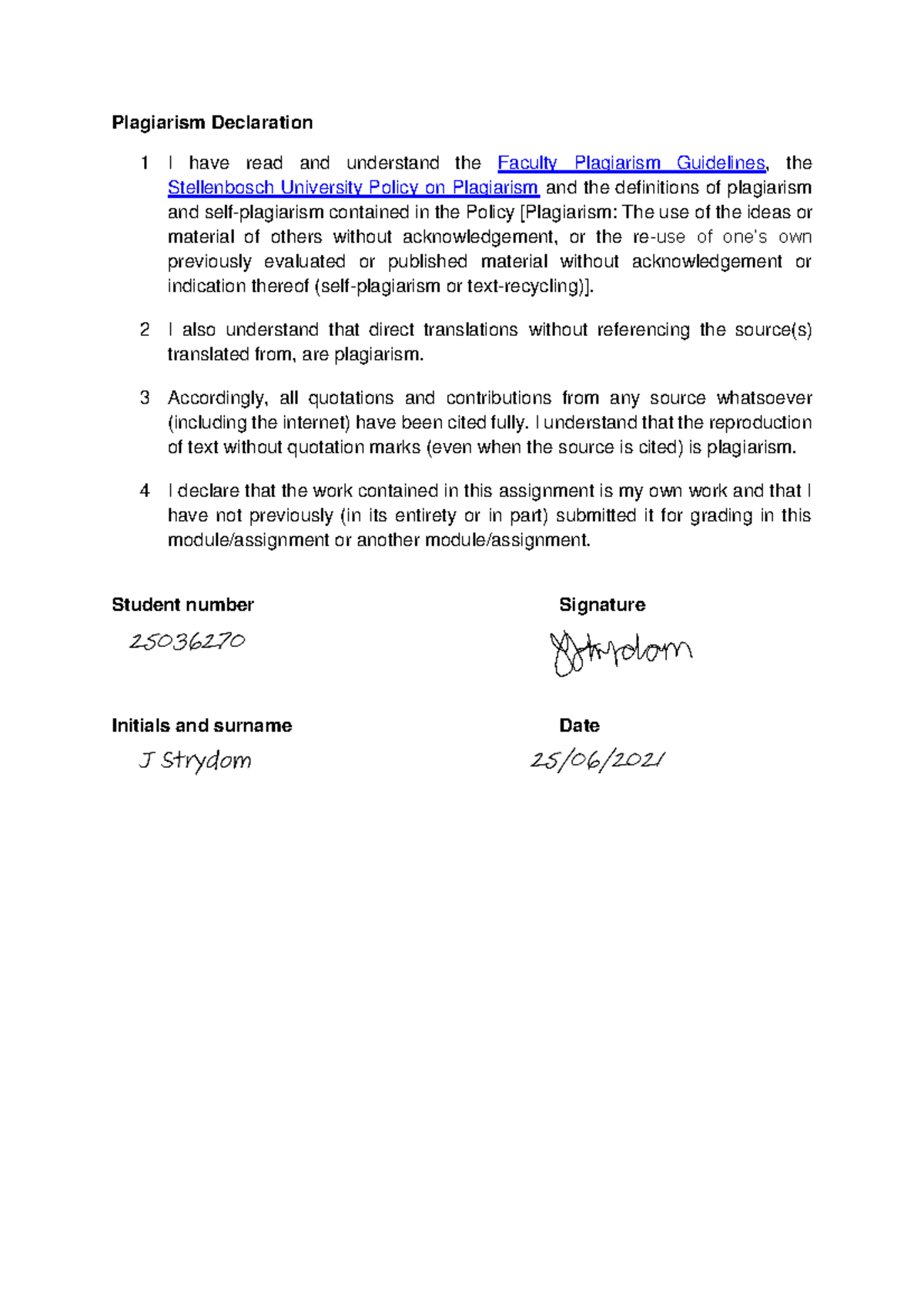 Plagiarism Declaration. criminal law 2 - Plagiarism Declaration 1 I ...