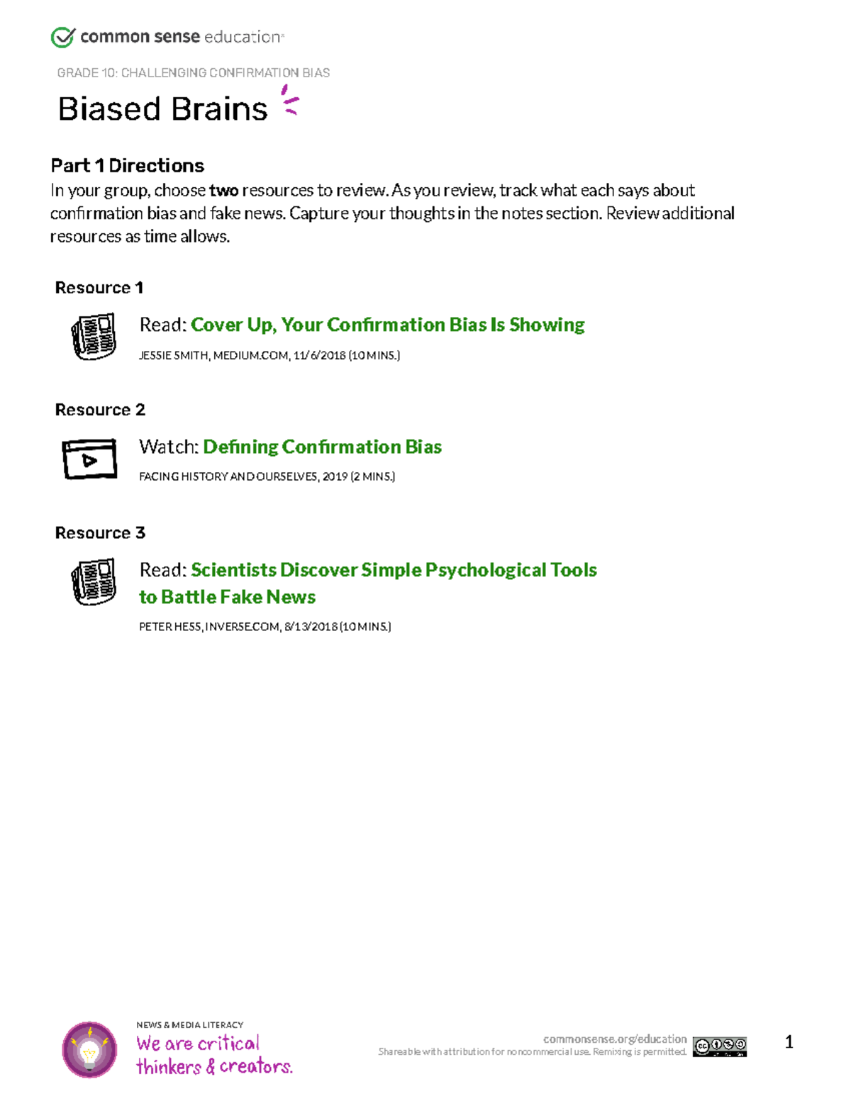 (G10)- Challenging Confirmation Bias - Biased Brains - GRADE 10 ...