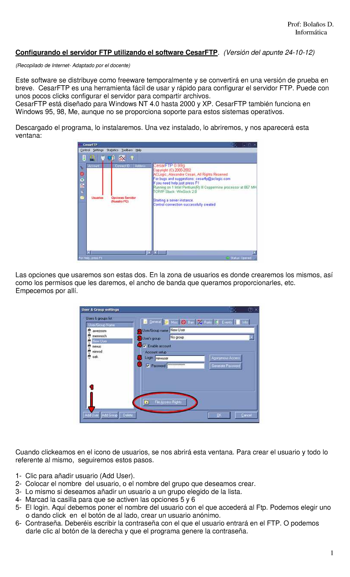Tutorial Cesar FTP - gooo - Informática Configurando el servidor FTP utilizando el software ...
