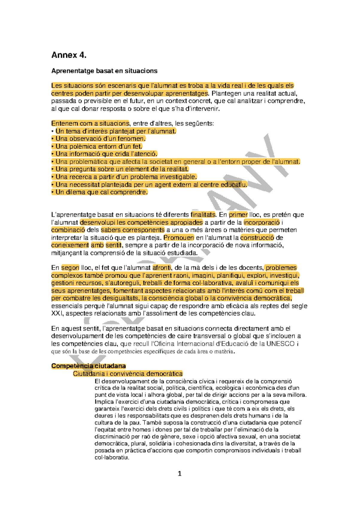 Annex 4 subratllat - Resum d'un anex - Annex 4. Aprenentatge basat en ...
