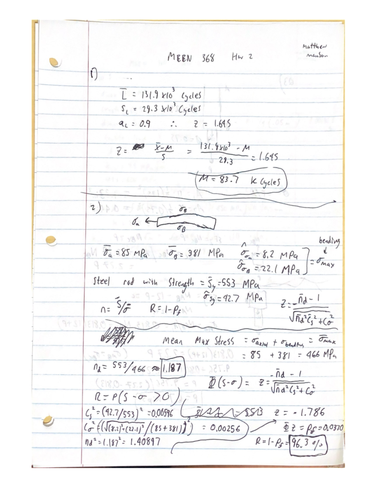 MEEN368HW2 - homework - matthew MEEN 368 Hw 2 menson 1) I 131 x103 ...