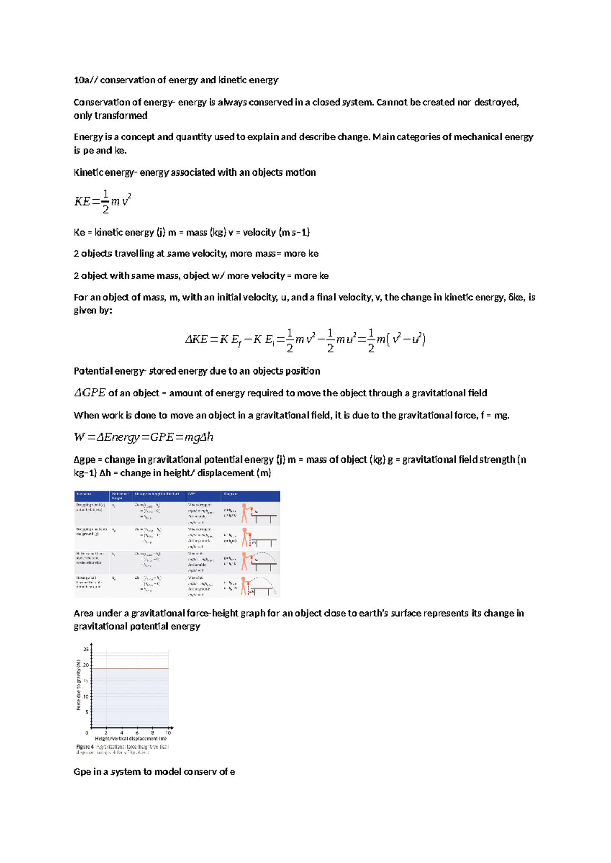 Physics energy notes - 10a// conservation of energy and kinetic energy ...