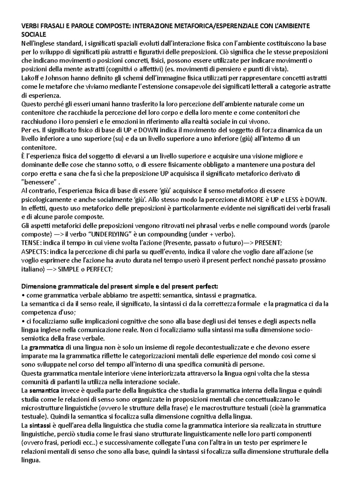 3. Verbi frasali e tempi - VERBI FRASALI E PAROLE COMPOSTE: INTERAZIONE ...