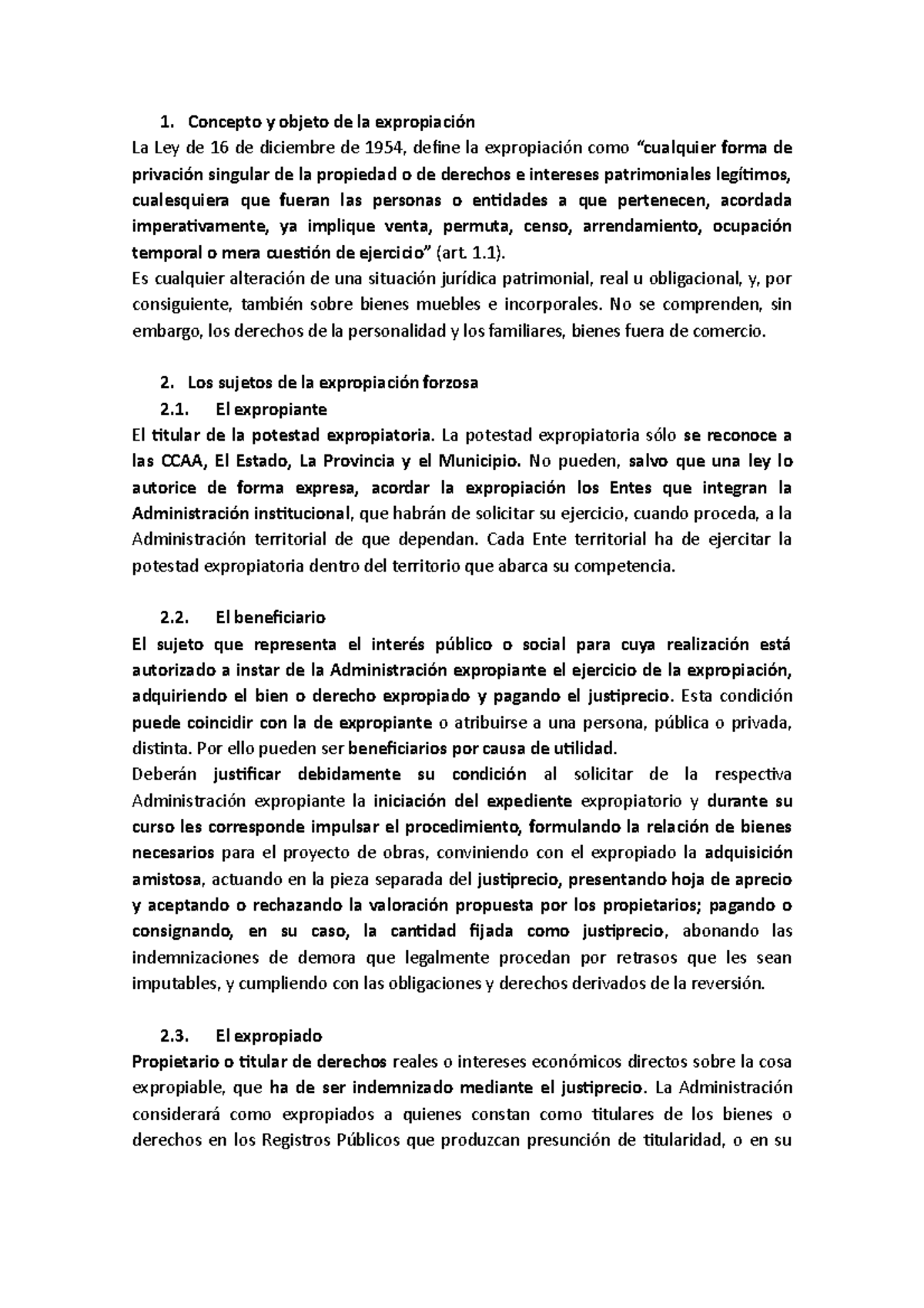 Concepto y objeto de la expropiación - Concepto y objeto de la ...