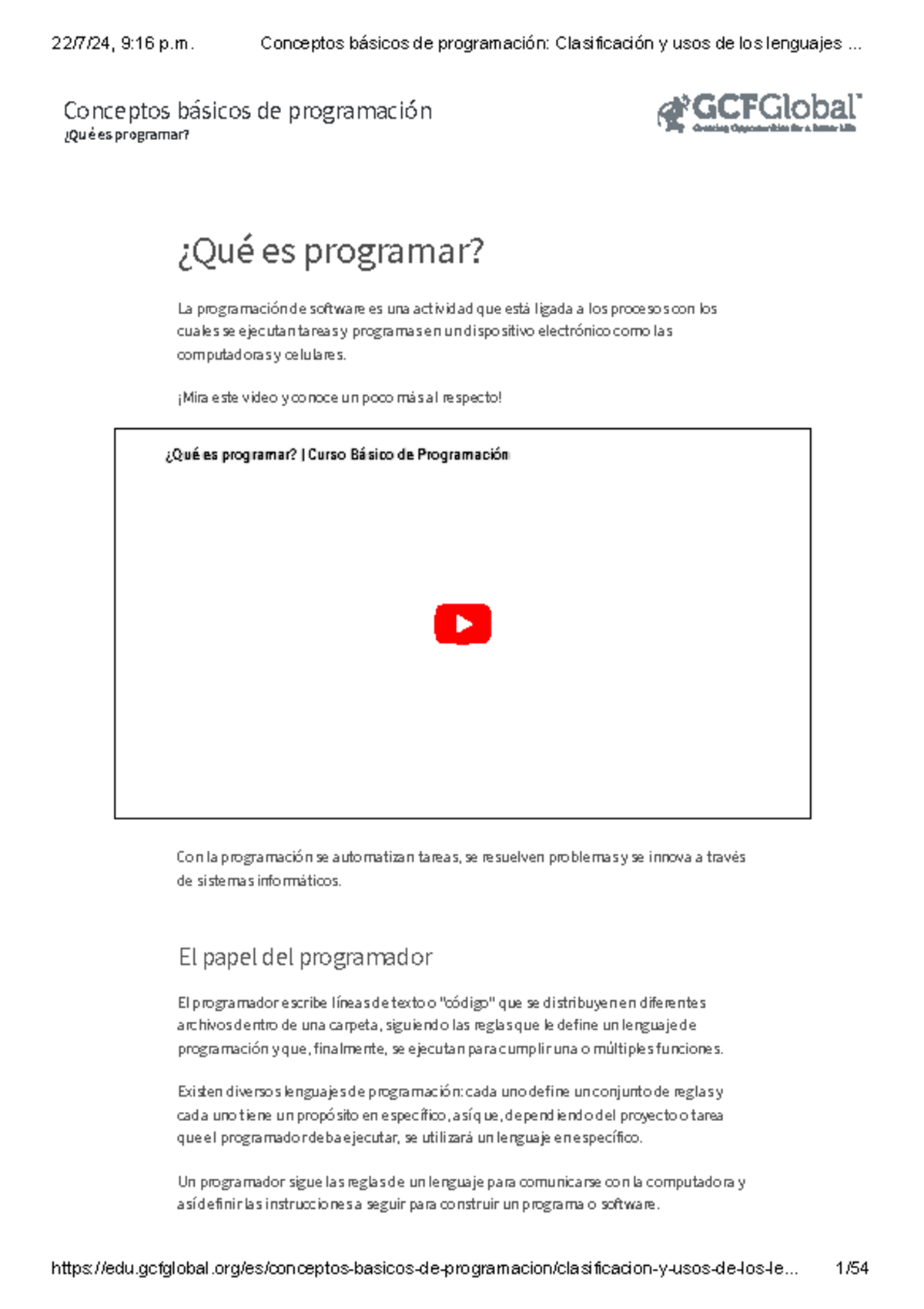 Conceptos básicos de programación Clasificación y usos de los lenguajes ...