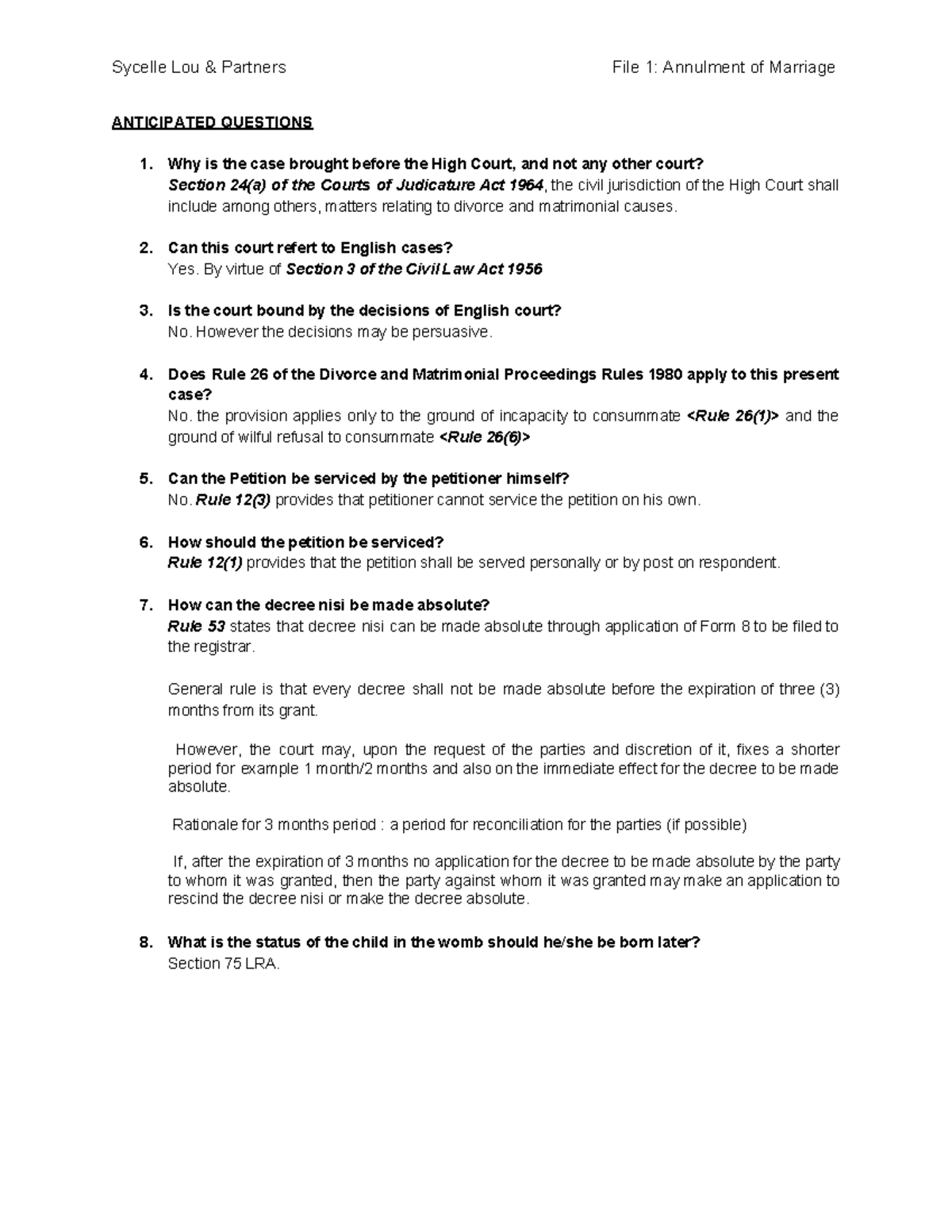 Anticipated Questions - ANTICIPATED QUESTIONS Why is the case brought ...