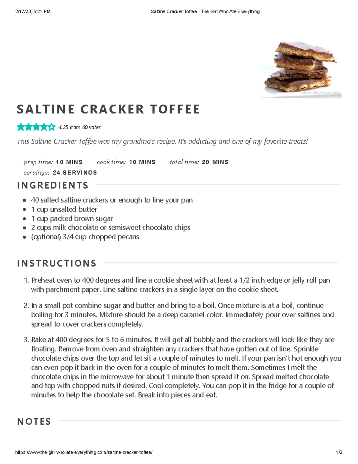 Saltine Cracker Toffee - The Girl Who Ate Everything - 2/17/23, 5:21 PM Saltine Cracker Toffee ...