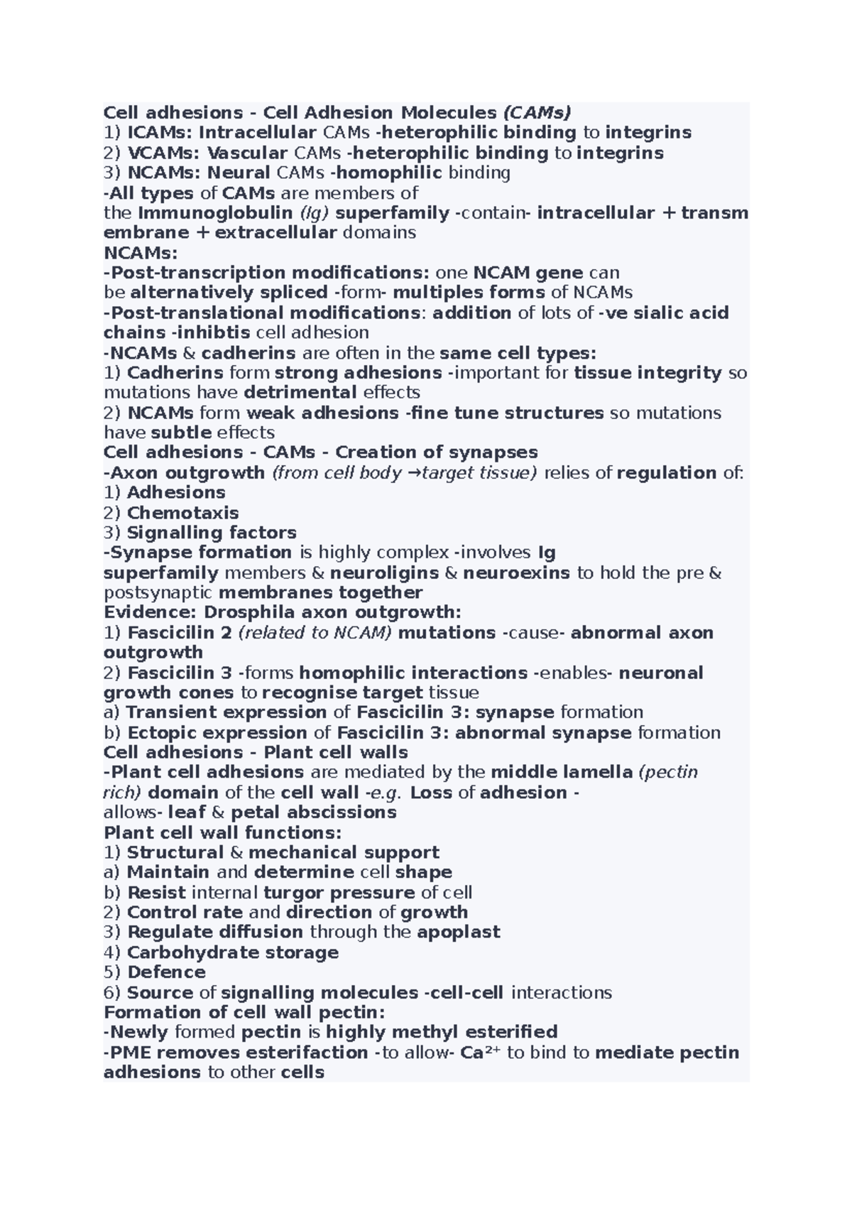 2 - Cell Biology workshop and lectures summery week 2 - Cell adhesions ...