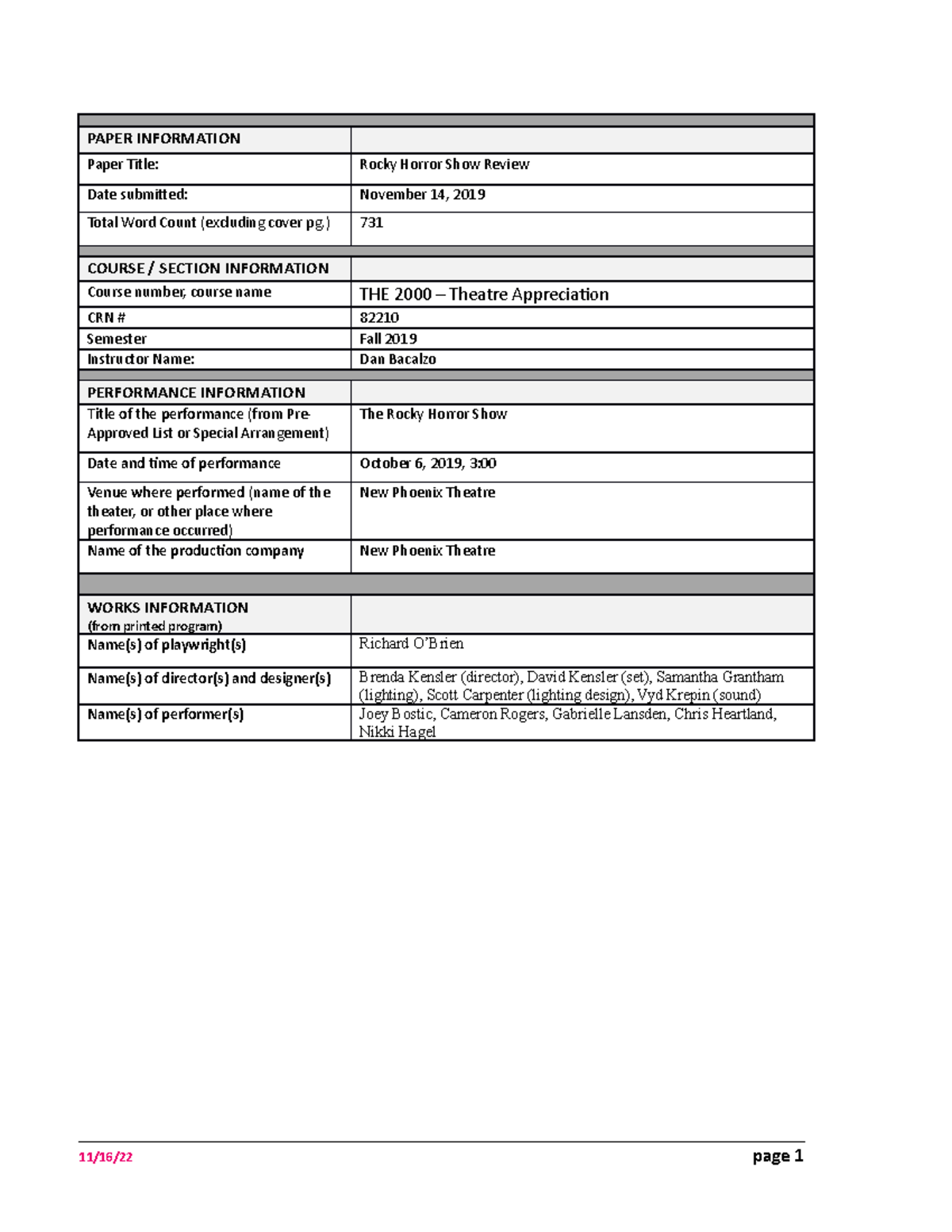 Ballard Zoe Performance Review - PAPER INFORMATION Paper Title: Rocky ...