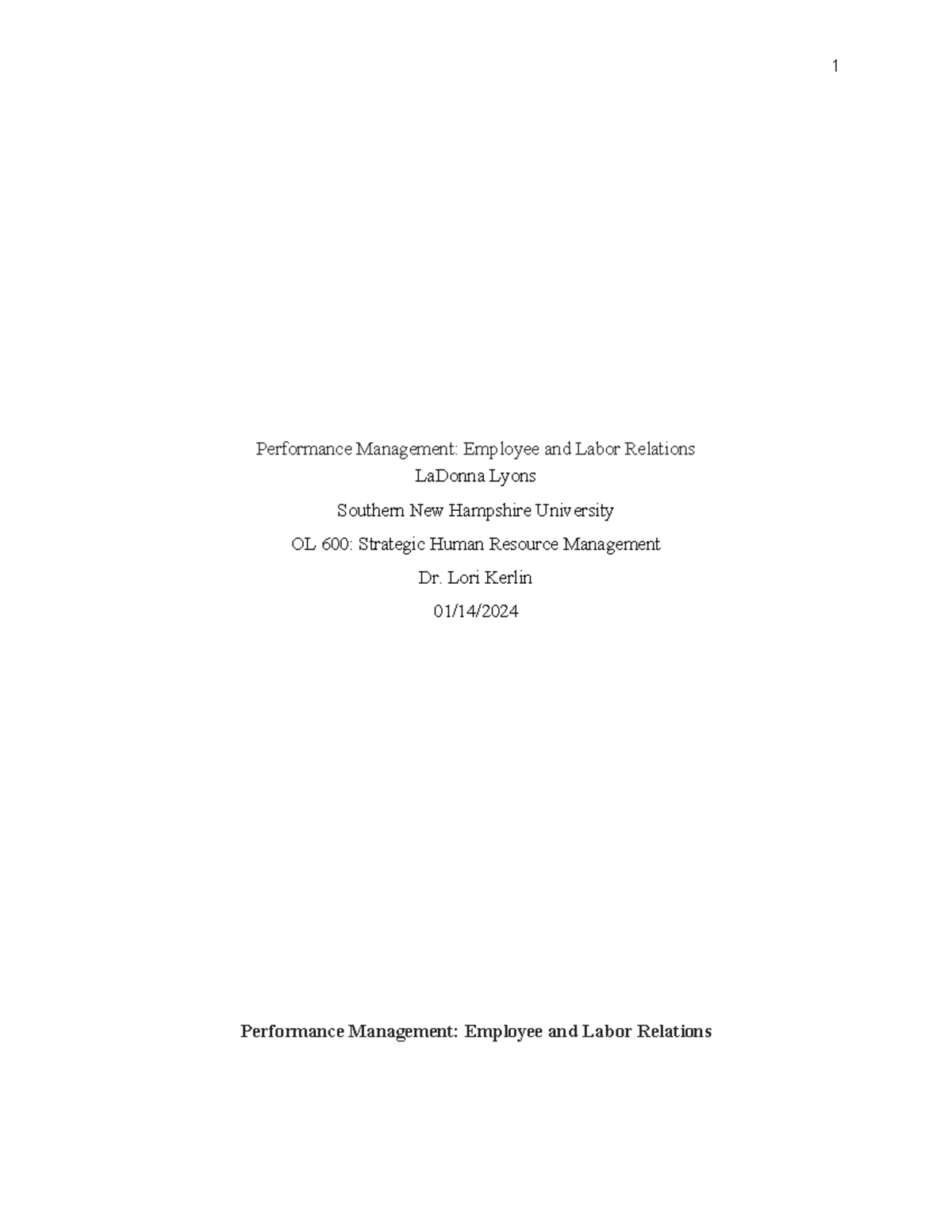 Milestone 5-1 - assignment - Performance Management: Employee and Labor ...