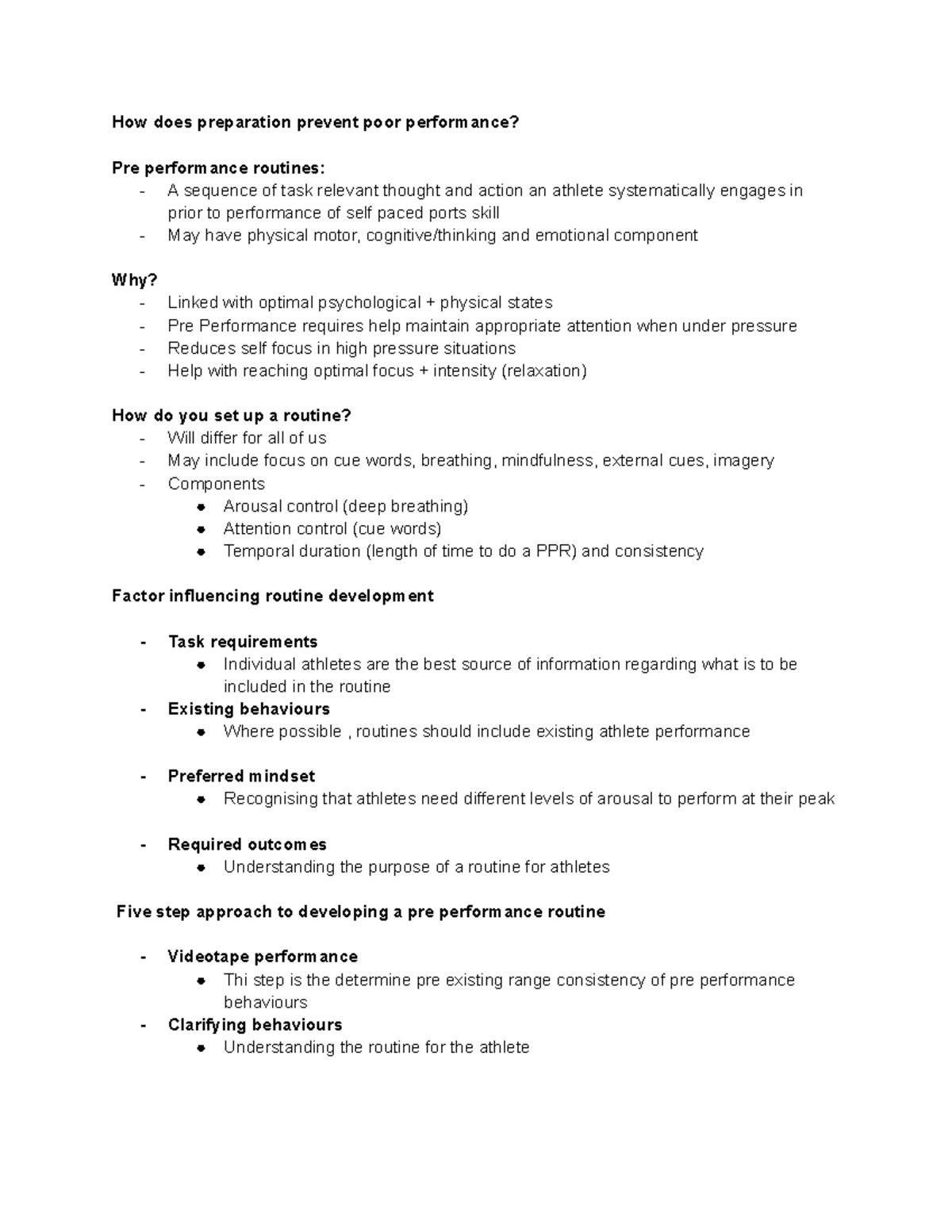 Psychology work in class - How does preparation prevent poor ...