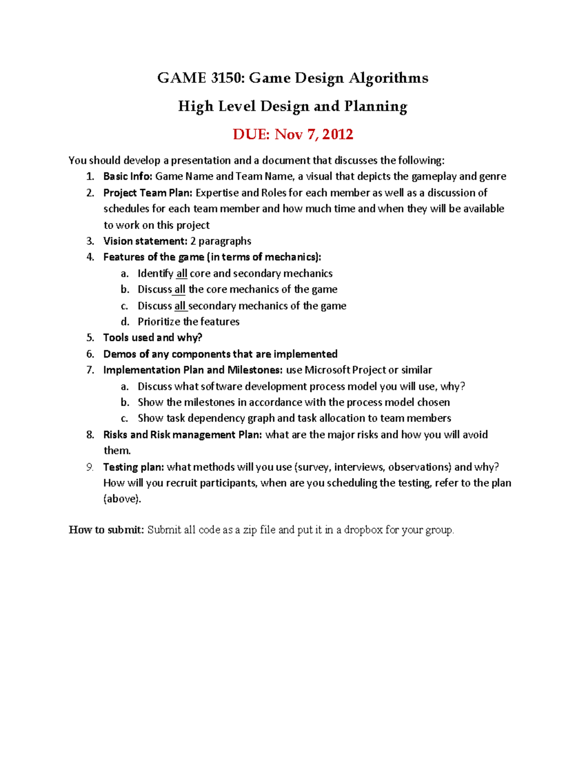 Lecture notes, lecture Requirements HLD - GAME 3150: Game Design ...