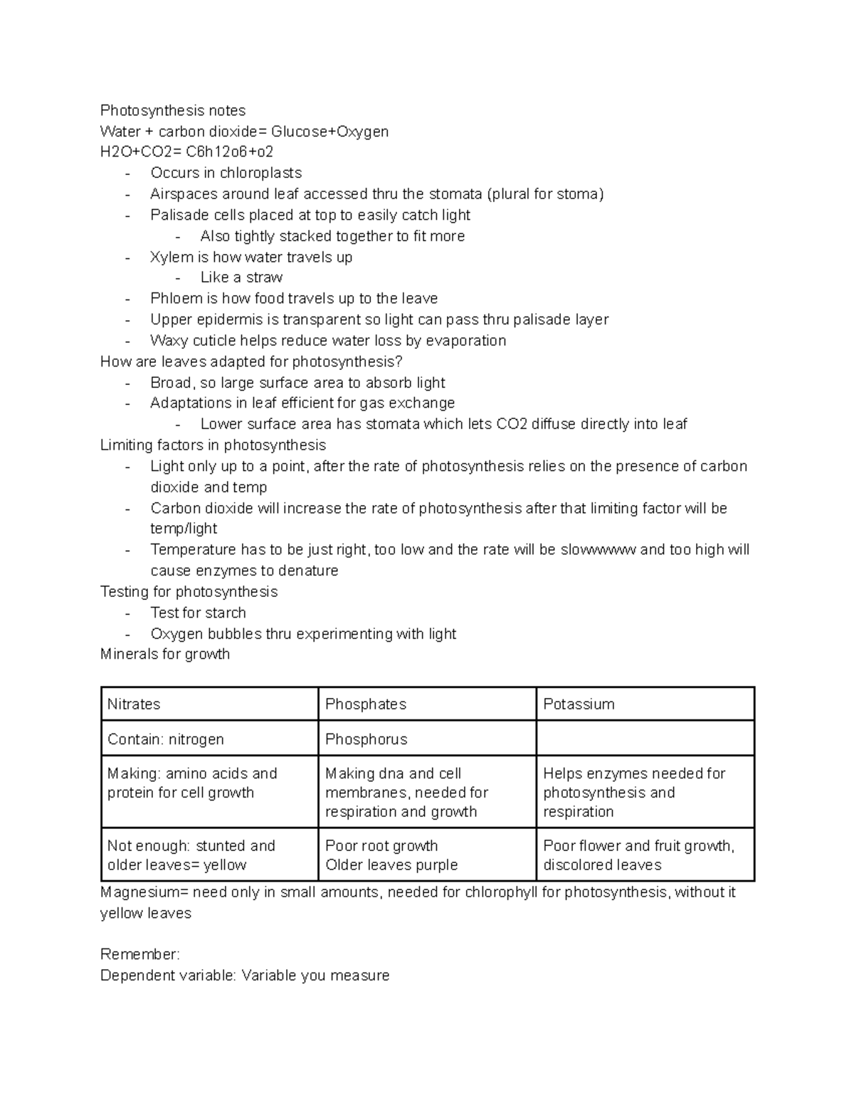 Biology photosynthesis and respiration revison - Photosynthesis notes ...